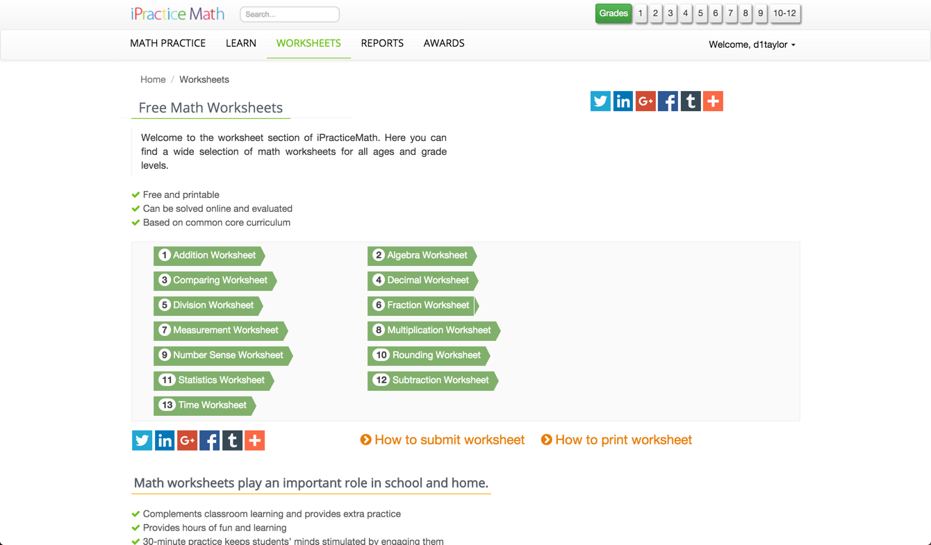 Online Math Tutorials and Worksheets at iPracticeMath from GoFatherhood®