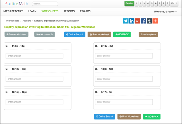 Online Math Tutorials and Worksheets at iPracticeMath from GoFatherhood®